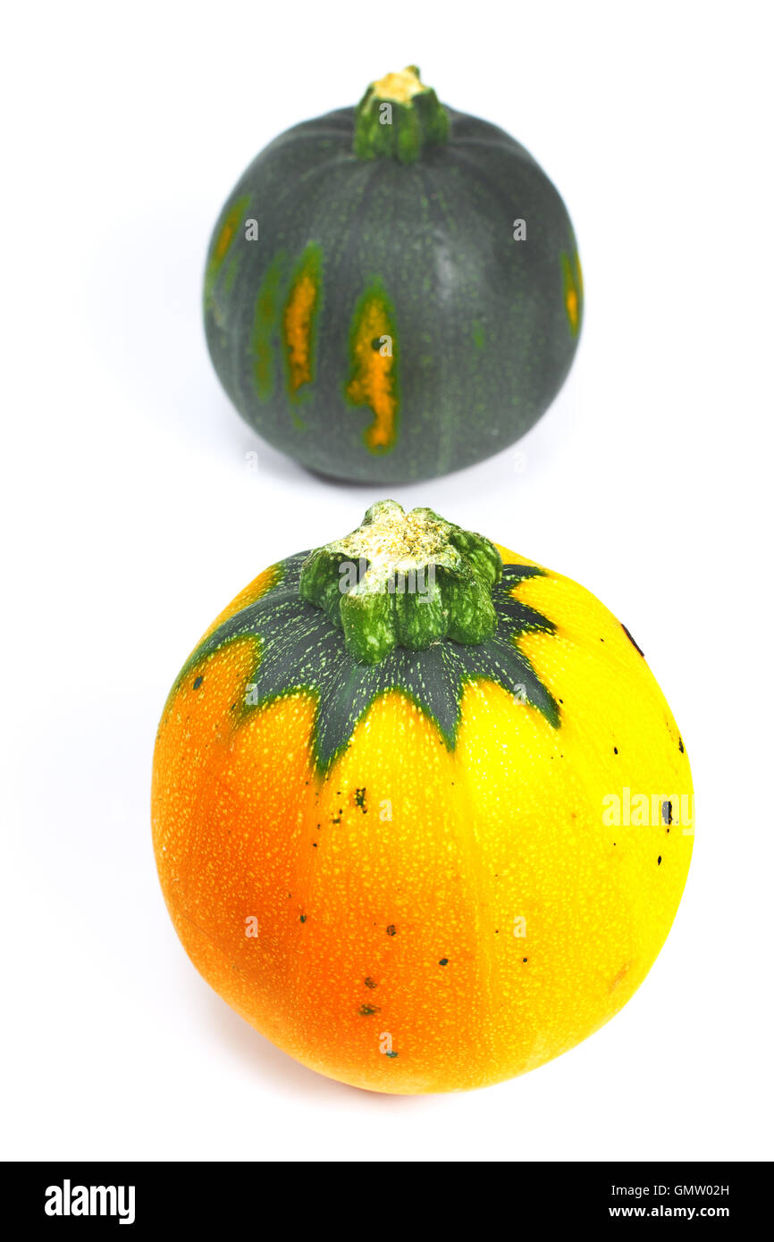 Two round zucchini isolated on white Stock Photo - Alamy