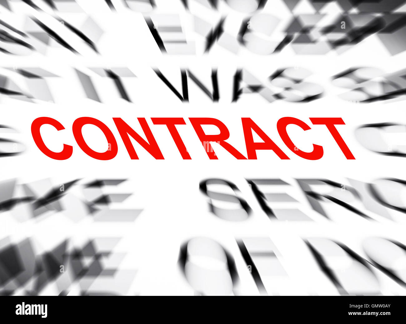 Blured text with focus on CONTRACT Stock Photo - Alamy