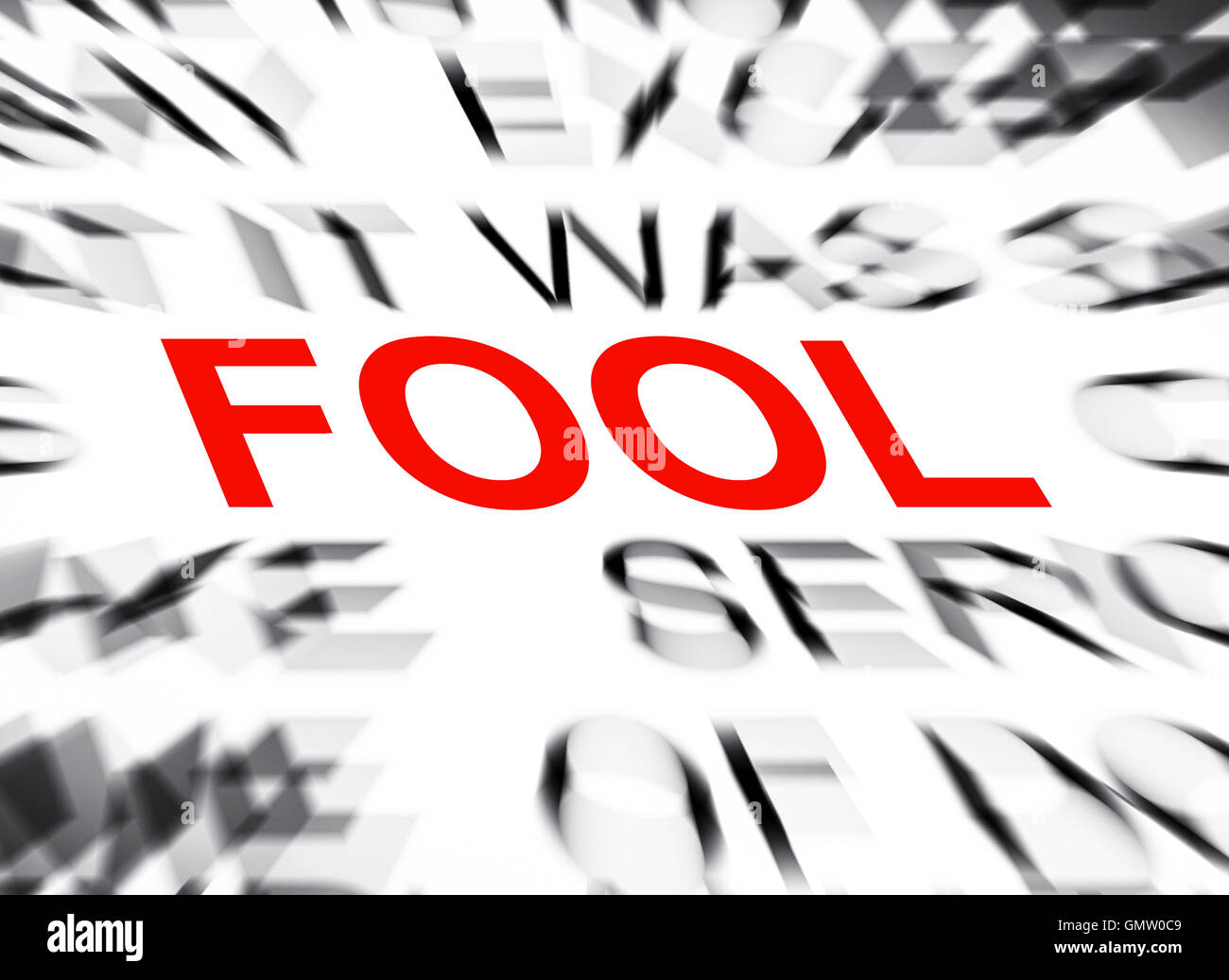 Blured text with focus on FOOL Stock Photo - Alamy
