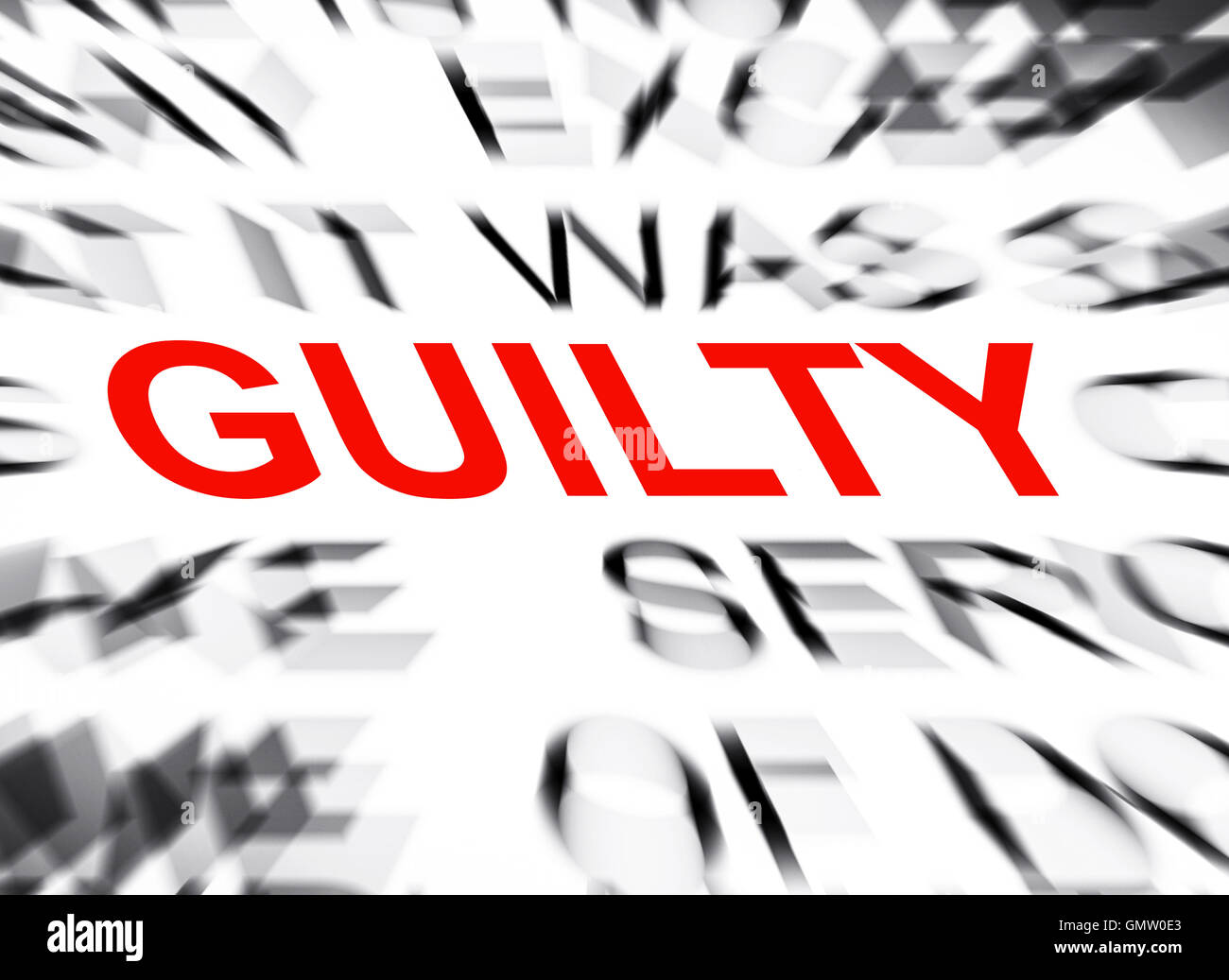 Blured text with focus on GUILTY Stock Photo - Alamy
