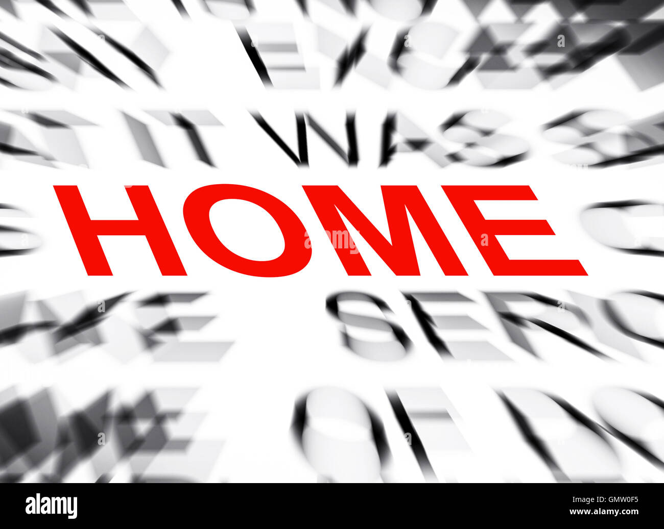 Blured text with focus on HOME Stock Photo - Alamy