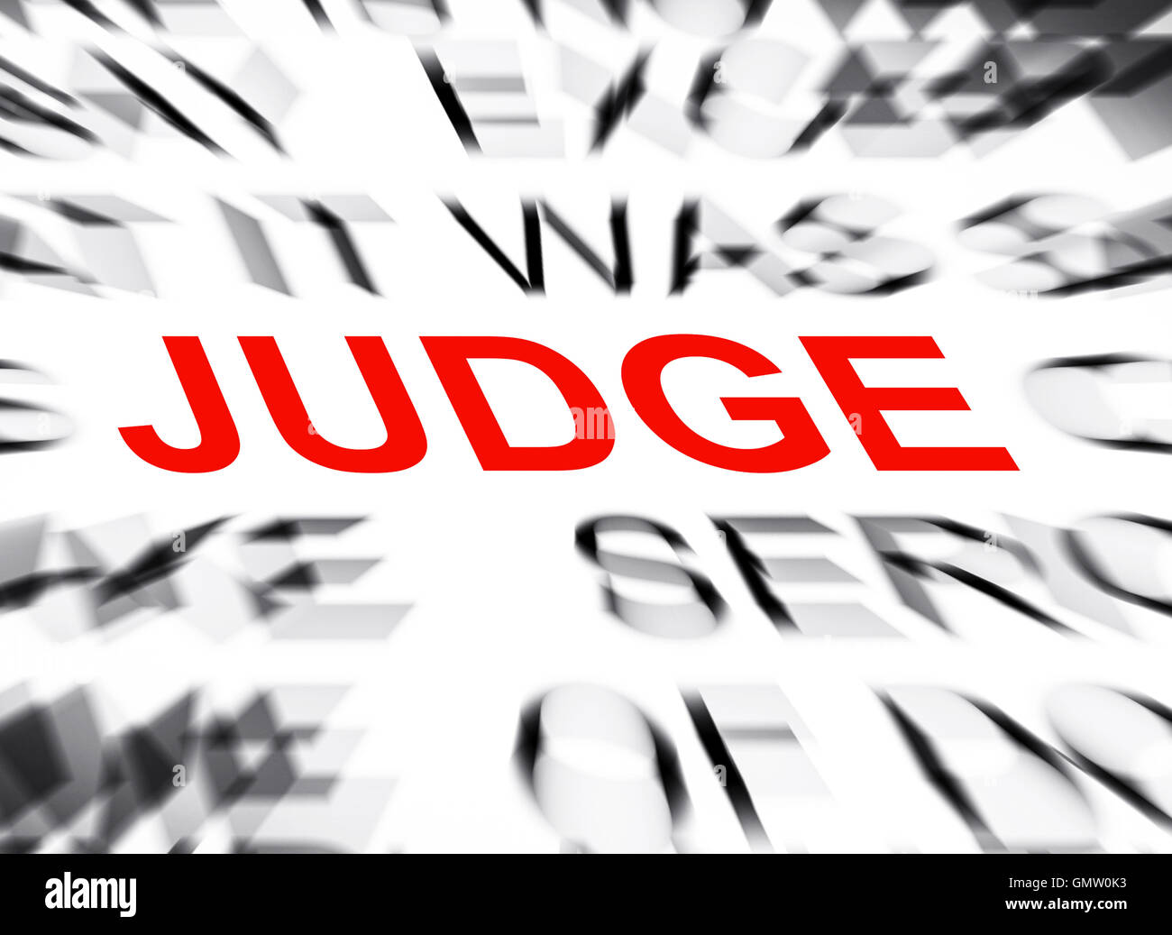 Blured text with focus on JUDGE Stock Photo - Alamy