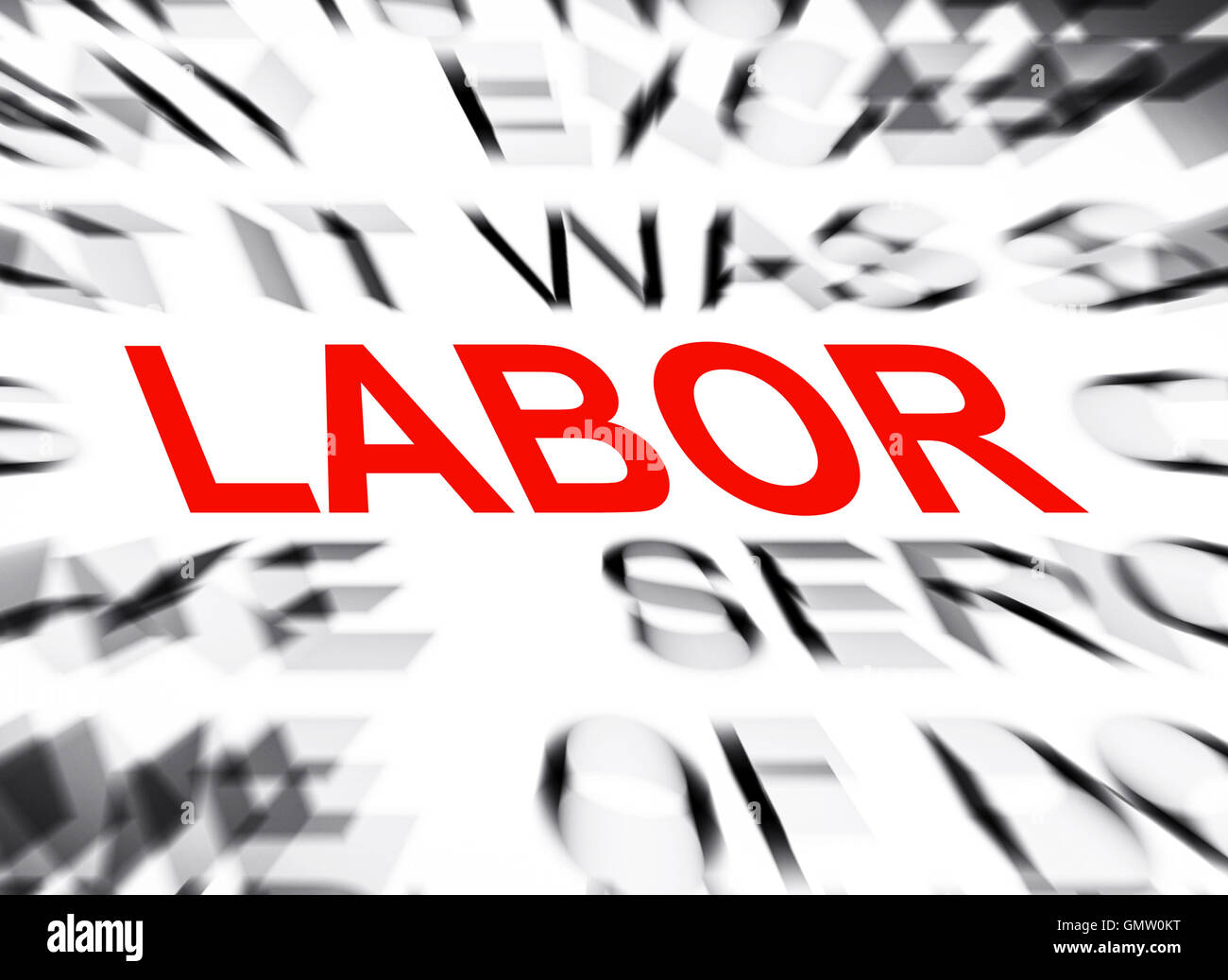 Blured text with focus on LABOR Stock Photo - Alamy