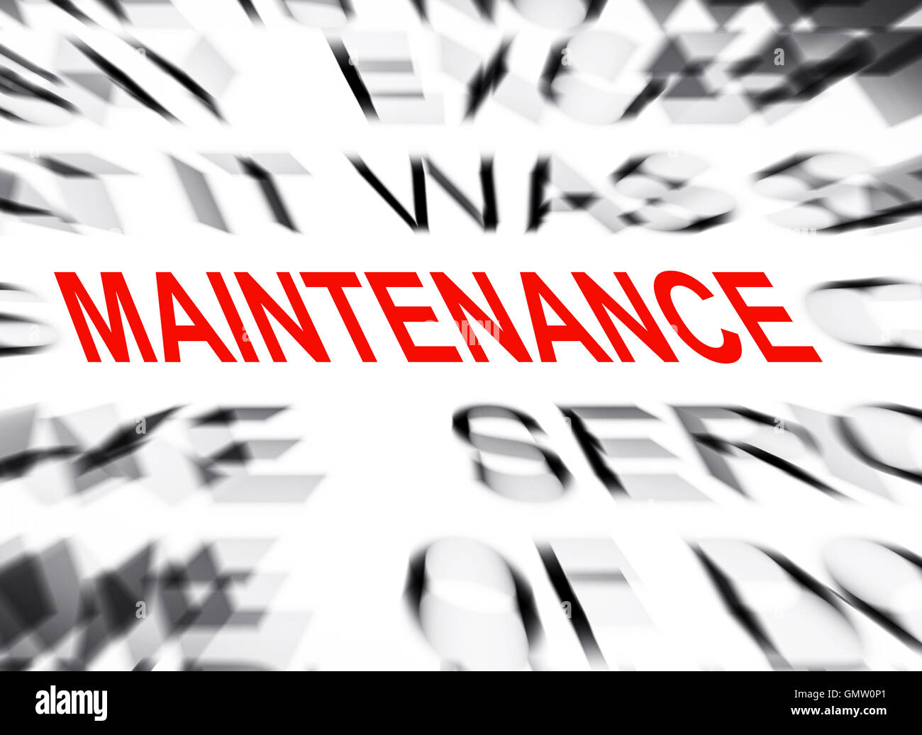 Blured text with focus on MAINTENANCE Stock Photo - Alamy