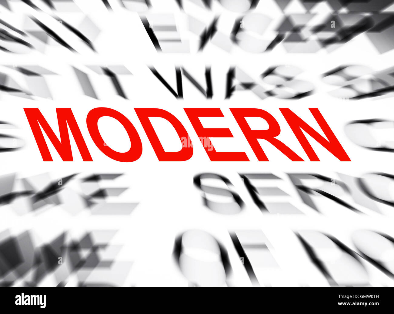 Blured text with focus on MODERN Stock Photo - Alamy