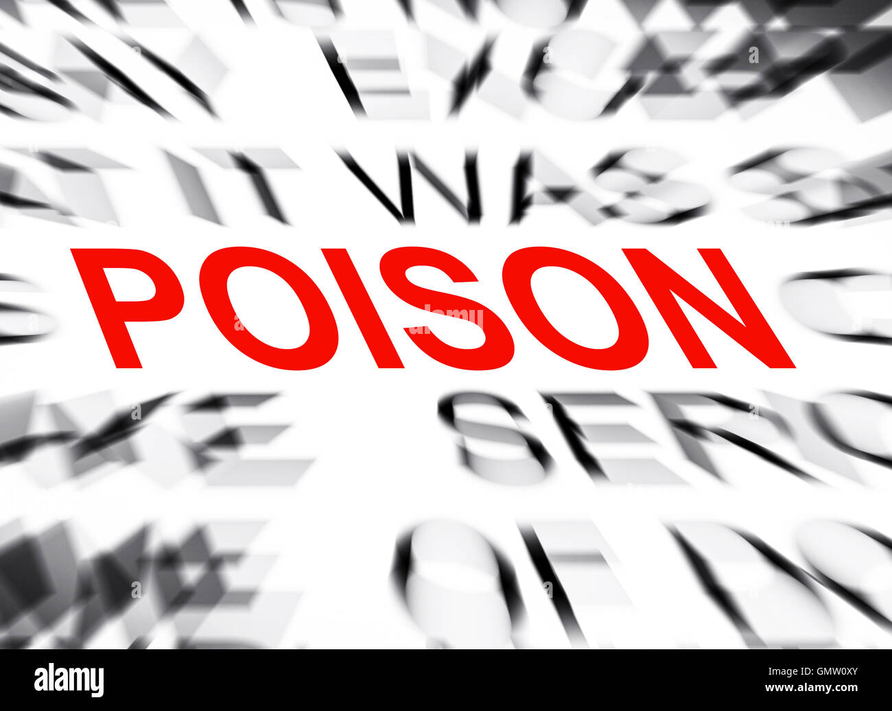 Blured text with focus on POISON Stock Photo - Alamy