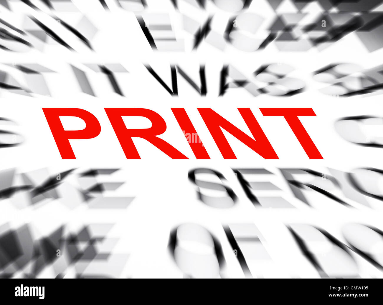 Blured text with focus on PRINT Stock Photo - Alamy
