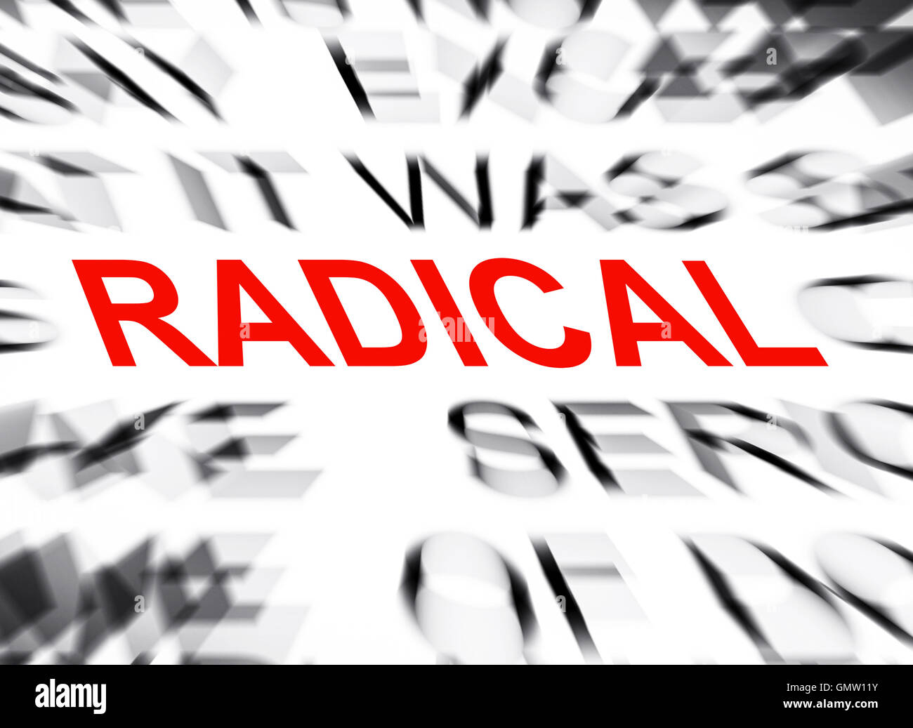 Blured text with focus on RADICAL Stock Photo - Alamy