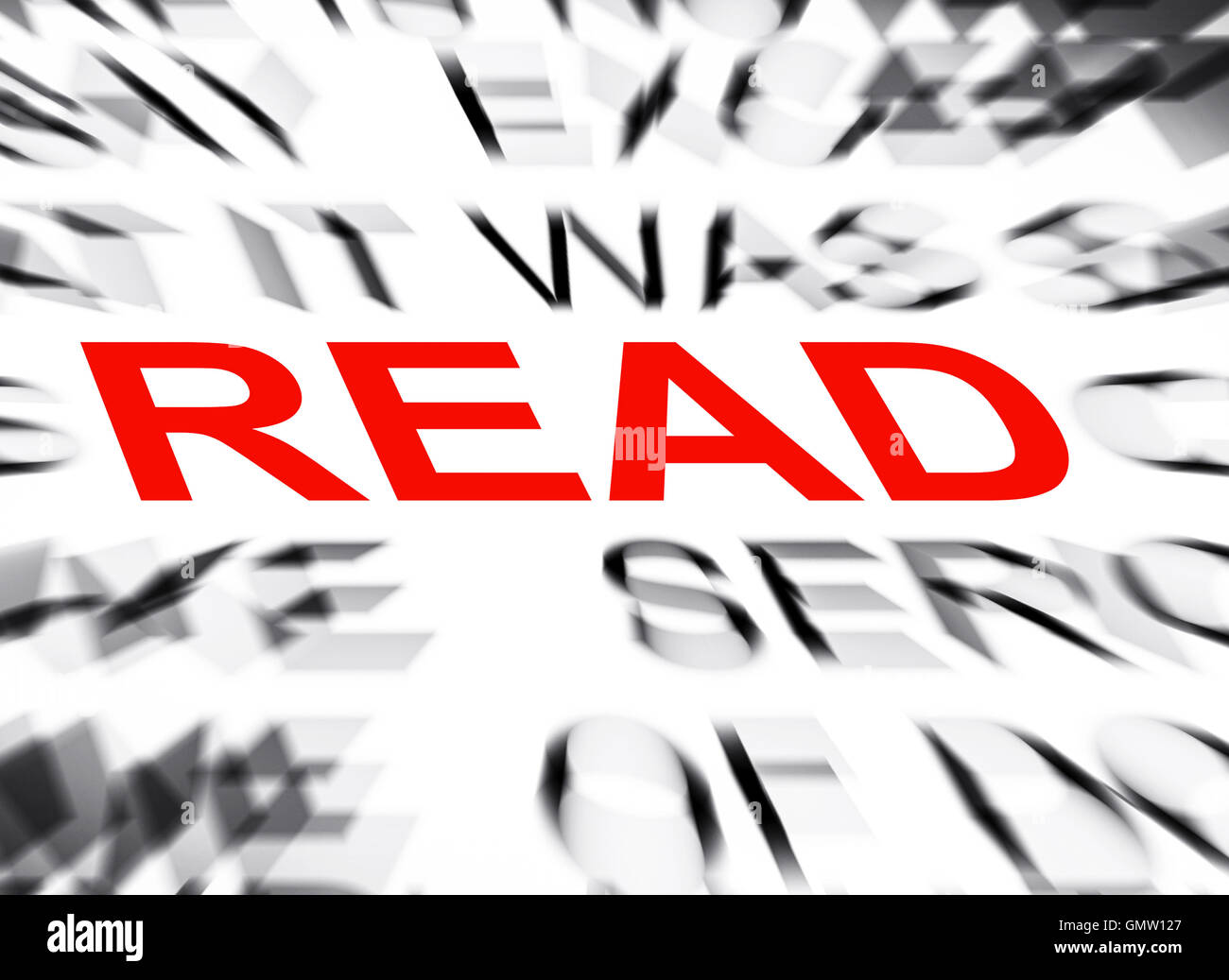 Blured text with focus on READ Stock Photo - Alamy