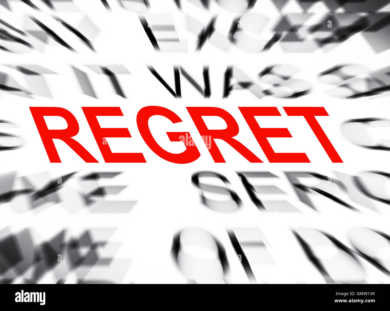 Blured text with focus on REGRET Stock Photo - Alamy