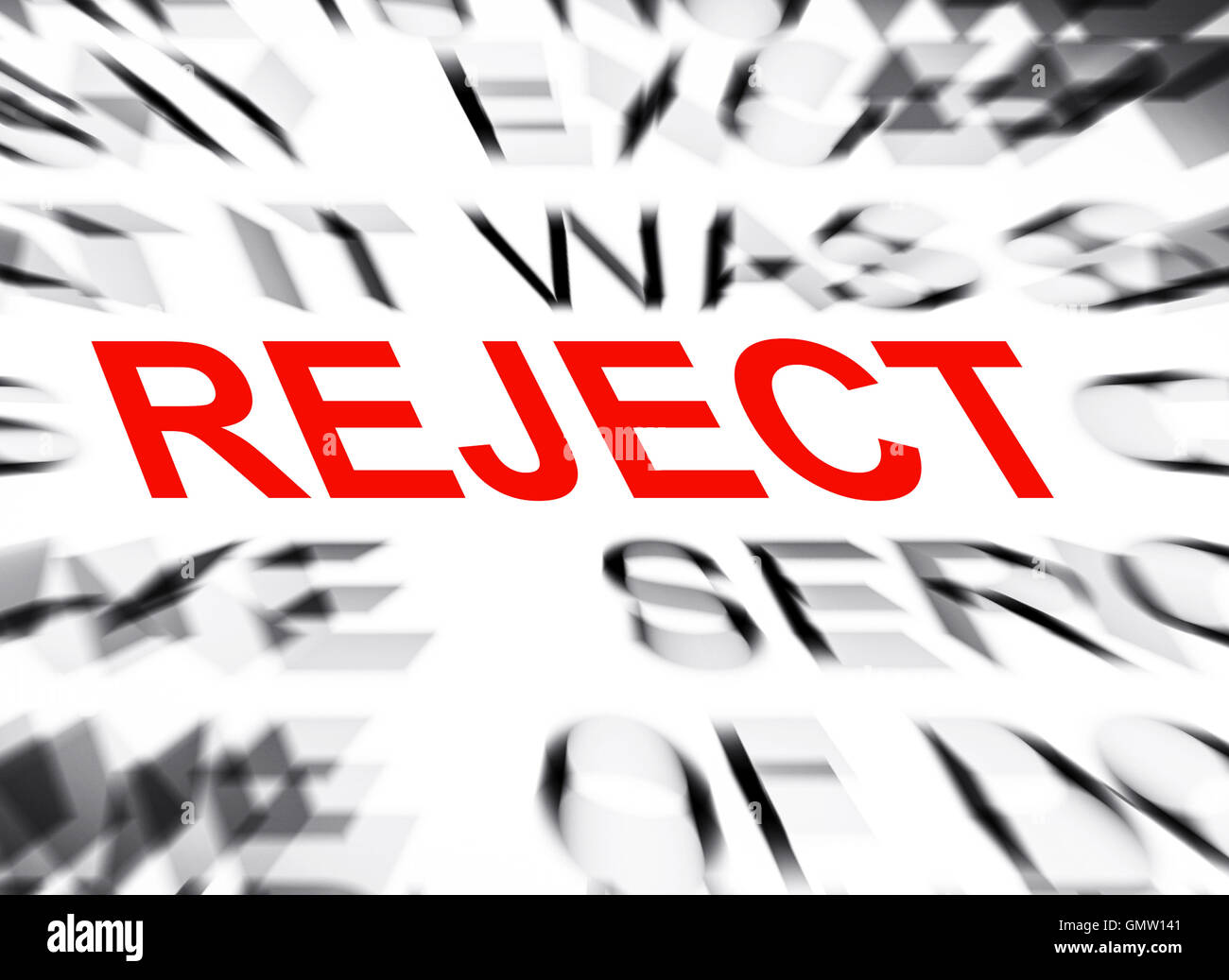 Blured text with focus on REJECT Stock Photo - Alamy