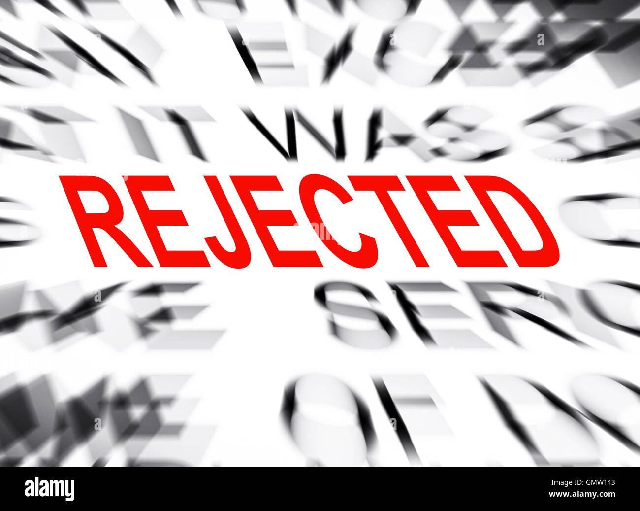 Blured text with focus on REJECTED Stock Photo - Alamy
