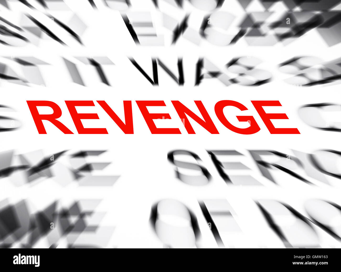 Blured text with focus on REVENGE Stock Photo - Alamy