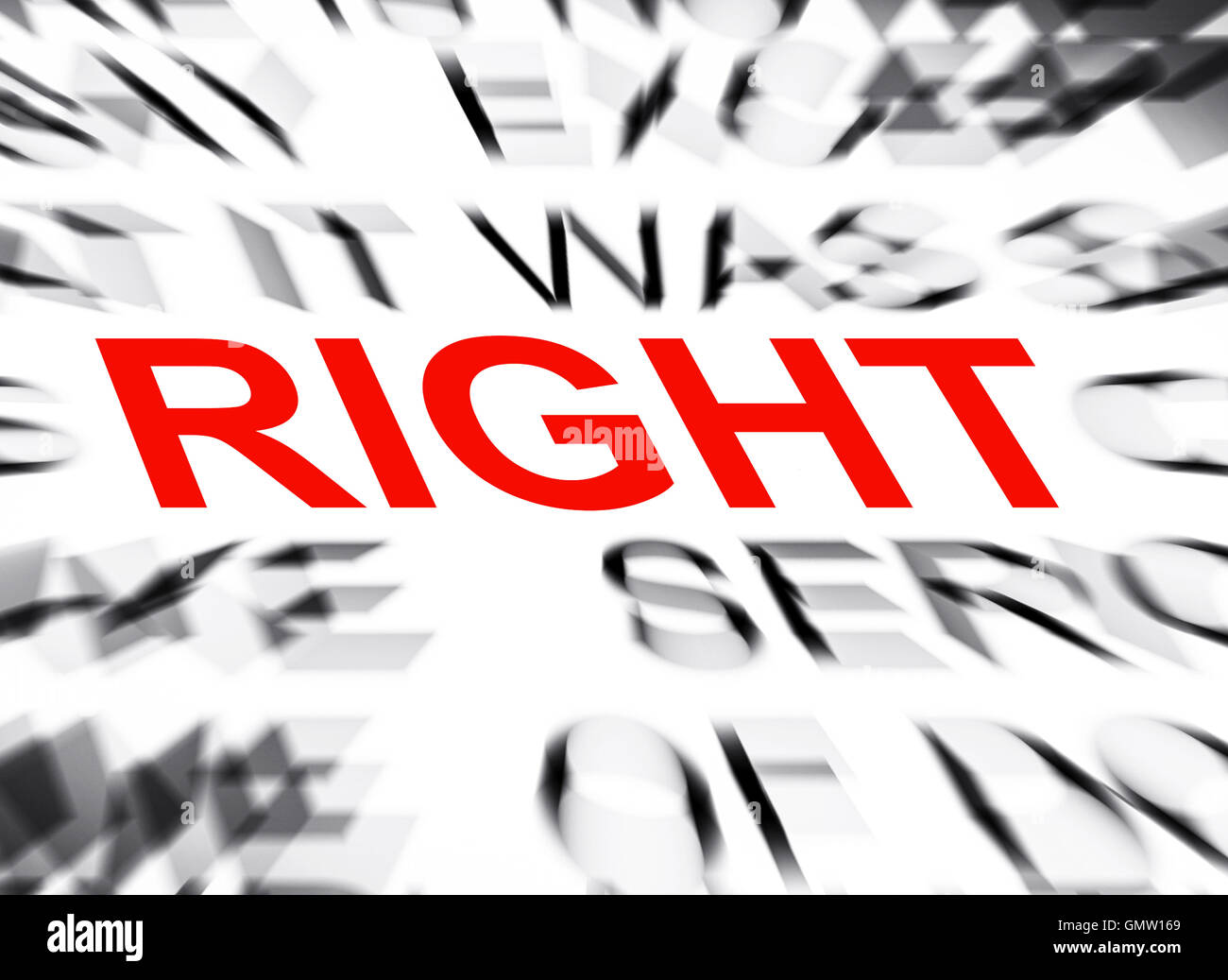 Blured text with focus on RIGHT Stock Photo - Alamy