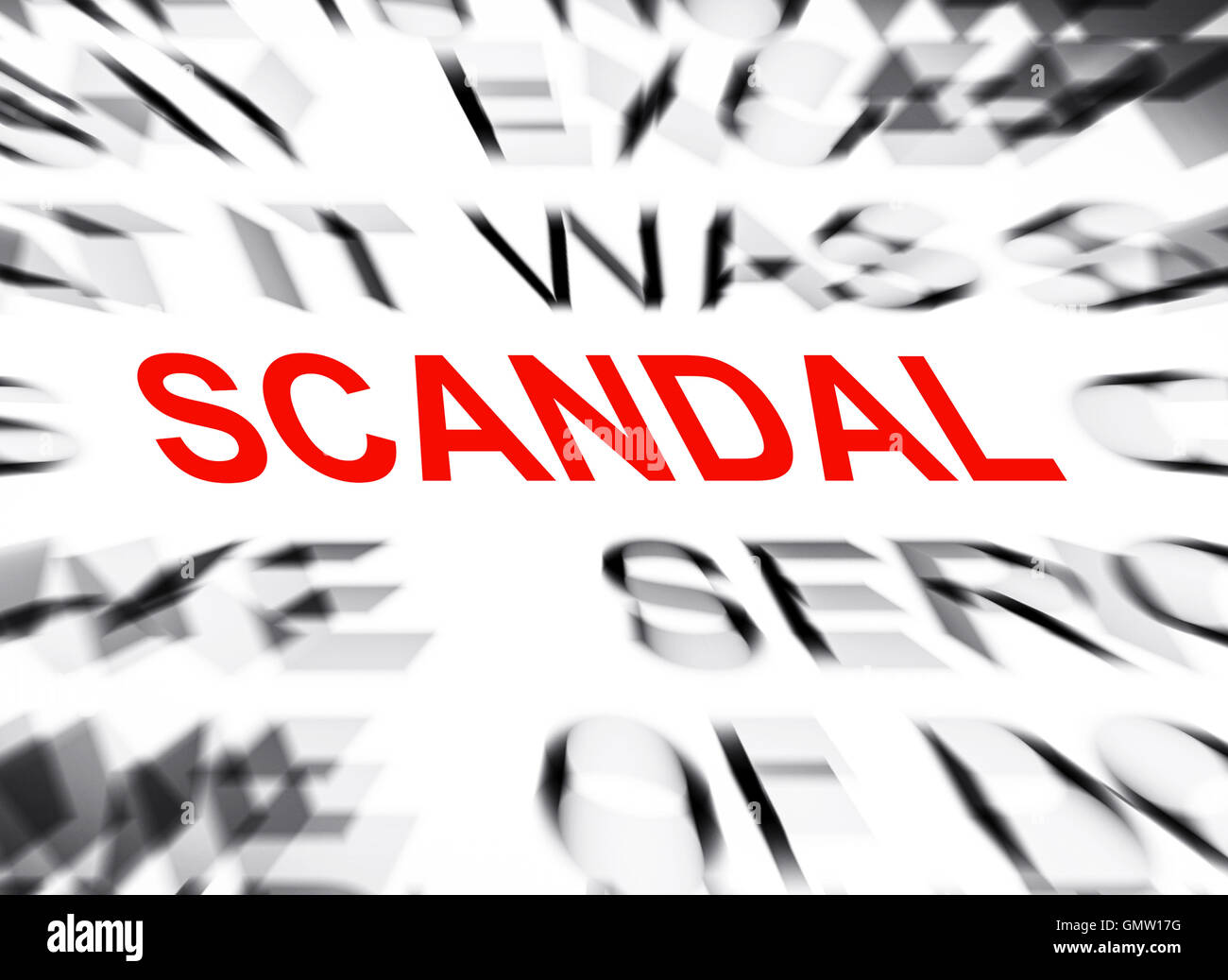 Blured text with focus on SCANDAL Stock Photo - Alamy