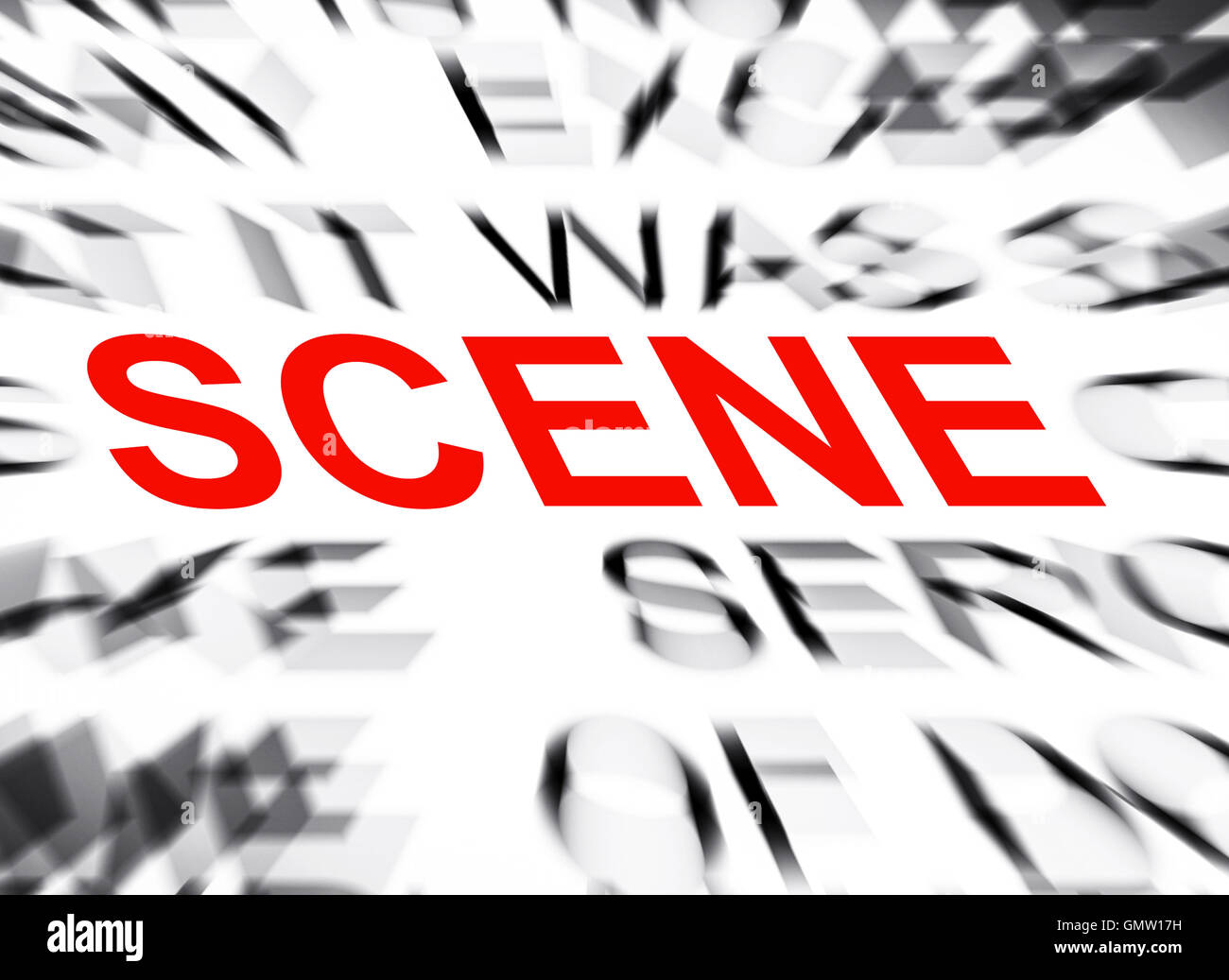 Blured text with focus on SCENE Stock Photo - Alamy