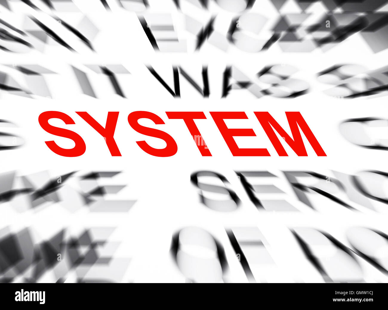 Blured text with focus on SYSTEM Stock Photo - Alamy