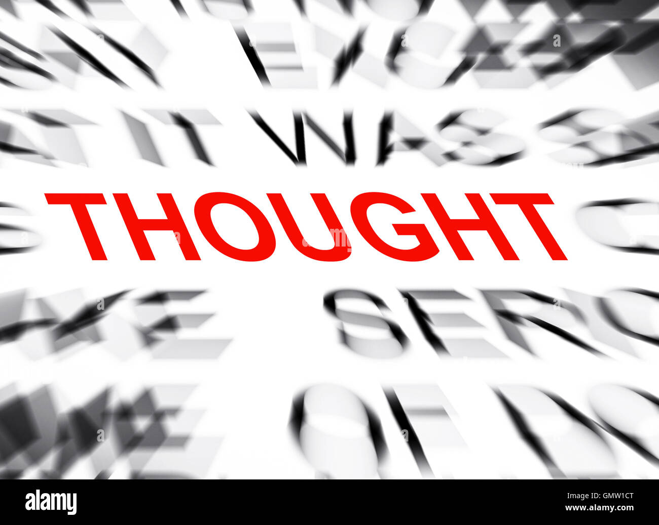 Blured text with focus on THOUGHT Stock Photo - Alamy