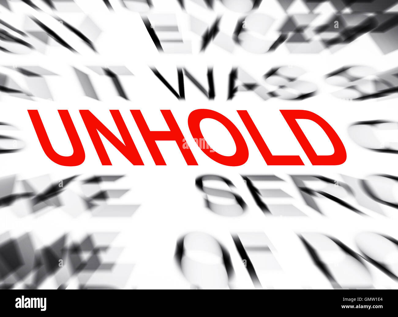 Blured text with focus on UNHOLD Stock Photo - Alamy
