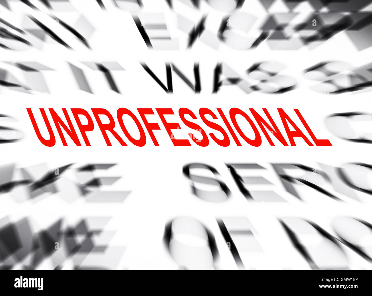 Blured text with focus on UNPROFESSIONAL Stock Photo - Alamy