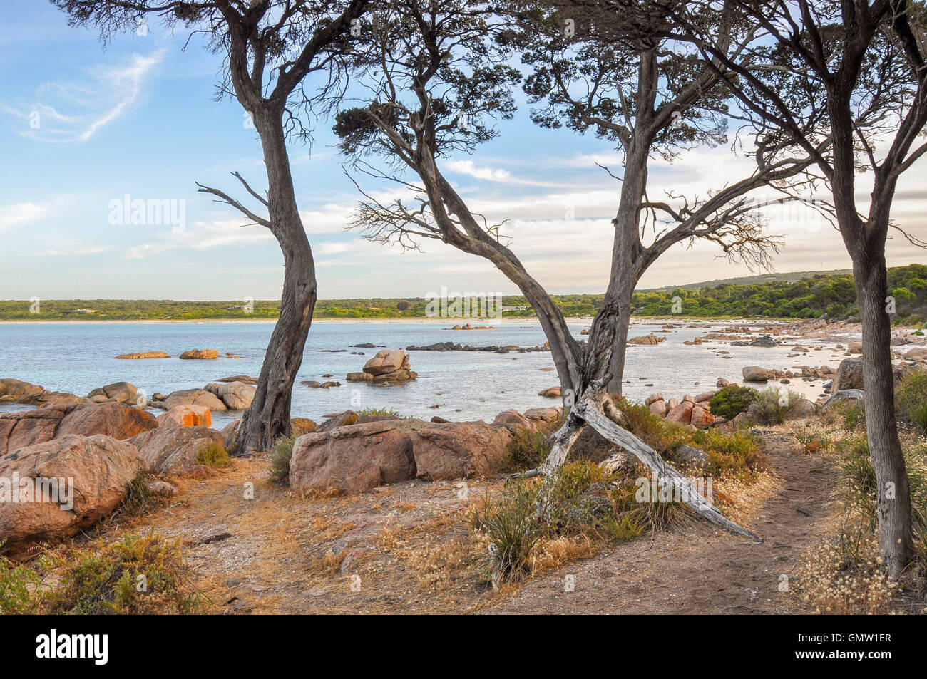 Remote beach at Shelley Cove with calm waters, granite rock and view ...