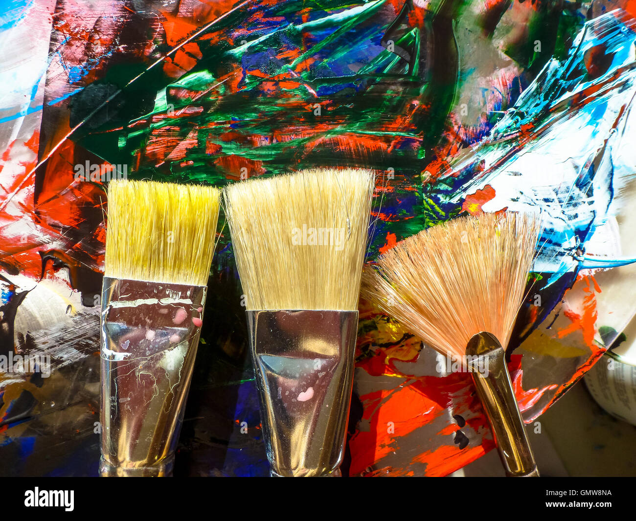colourful palette from painter Stock Photo - Alamy