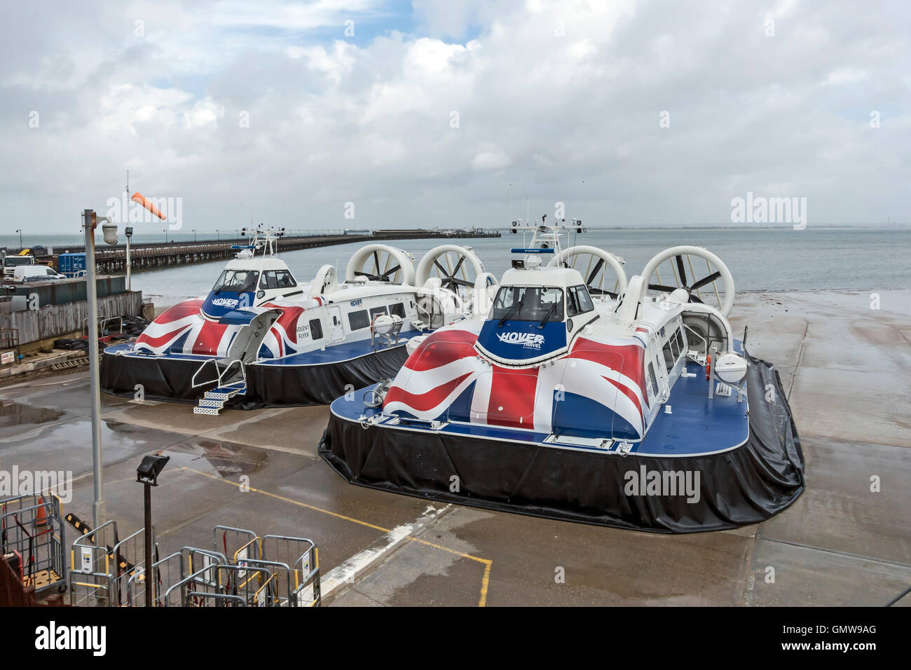 New hovercraft Solent Flyer left and Island Flyer at Ryde Hoverport on ...