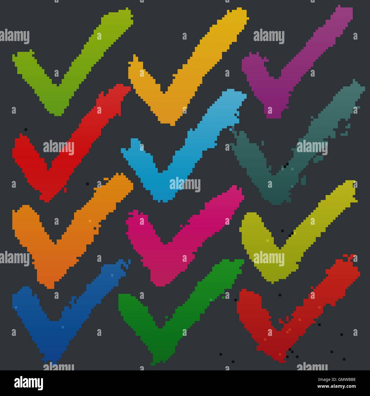 Check mark ink sketch on watercolor paper. Aquarelle abstract textured ...