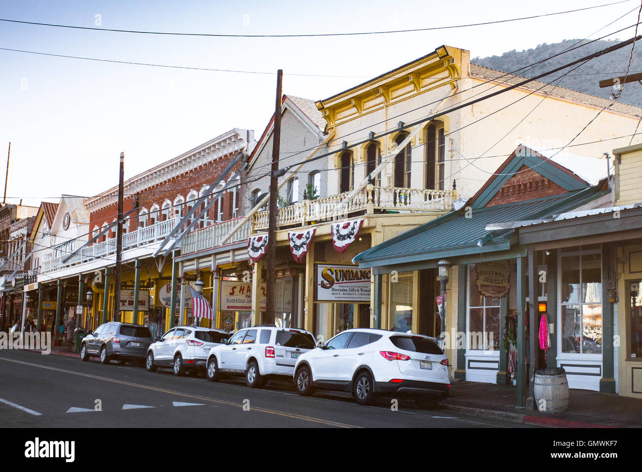 VIRGINIA CITY, NEVADA - AUGUST 6, 2016: View historic western mining ...