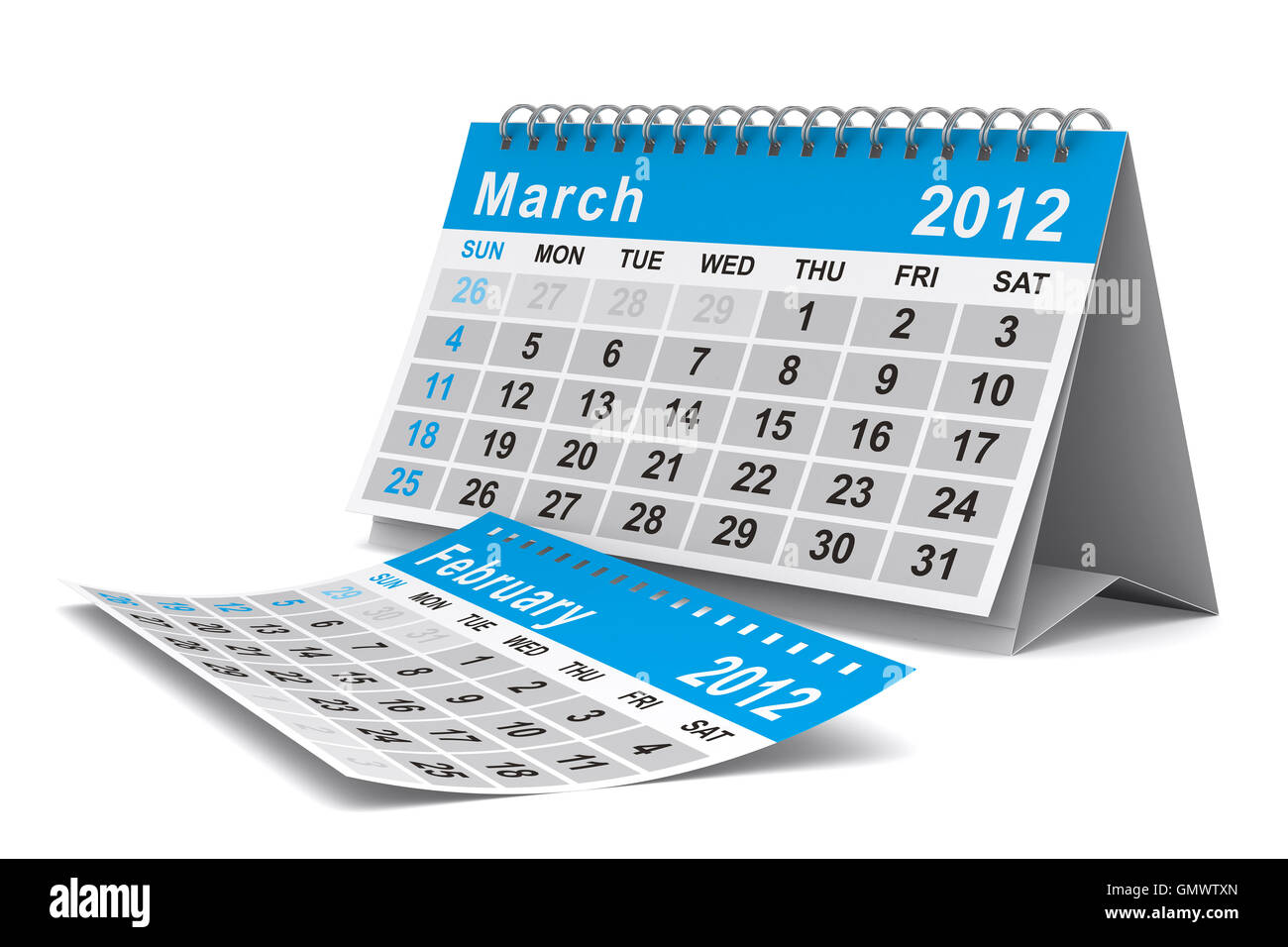 2012 year calendar. March. Isolated 3D image Stock Photo - Alamy