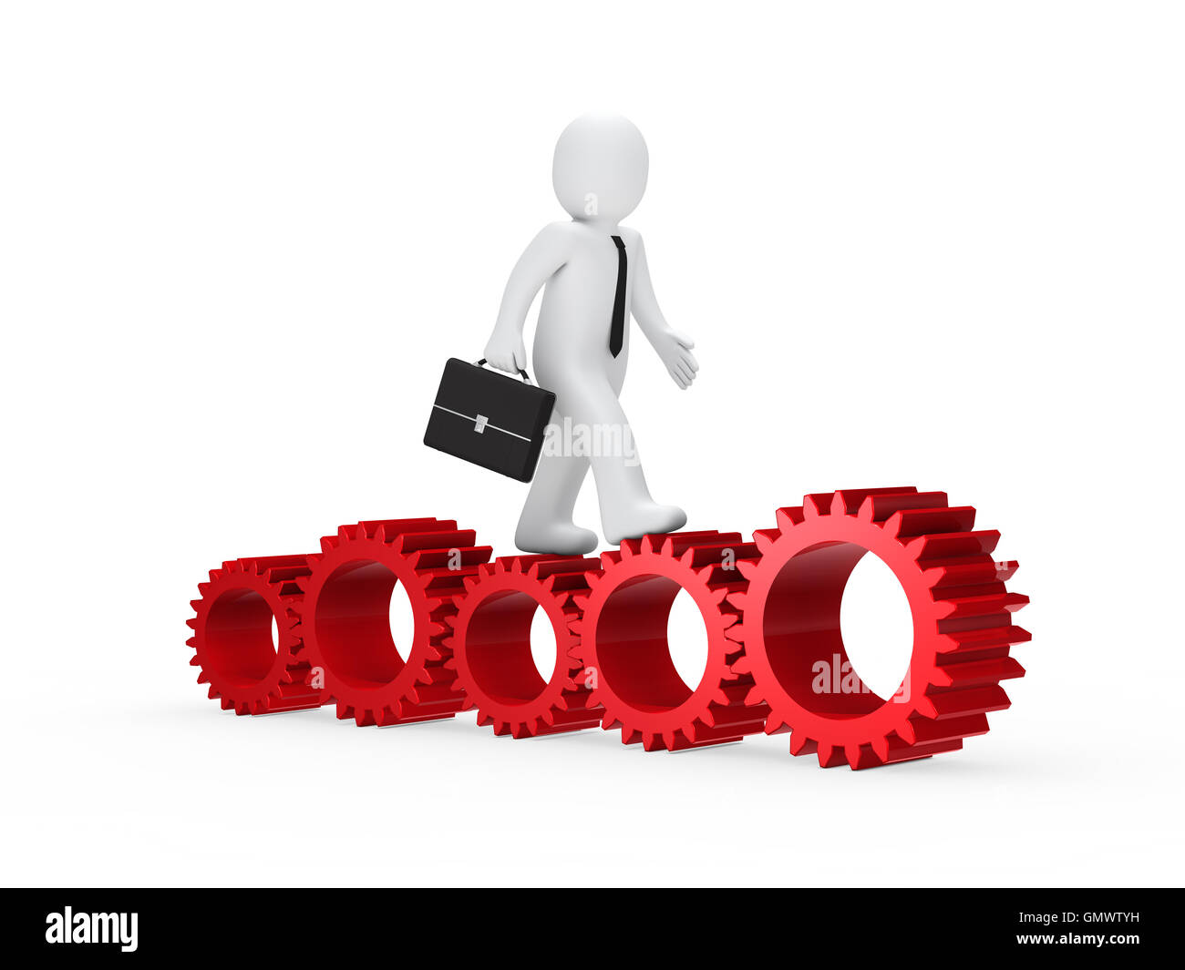 3d gear red human man business teamwork technology hi-res stock ...