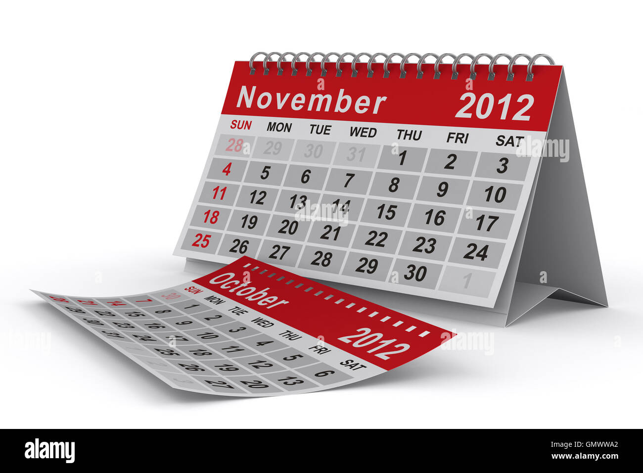 2012 year calendar. November. Isolated 3D image Stock Photo - Alamy