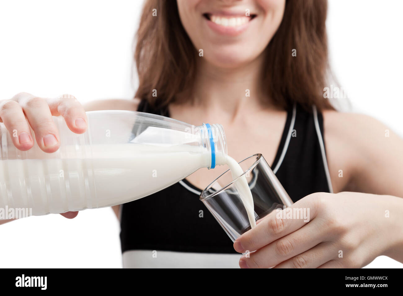 Women drinking milk Stock Photo - Alamy