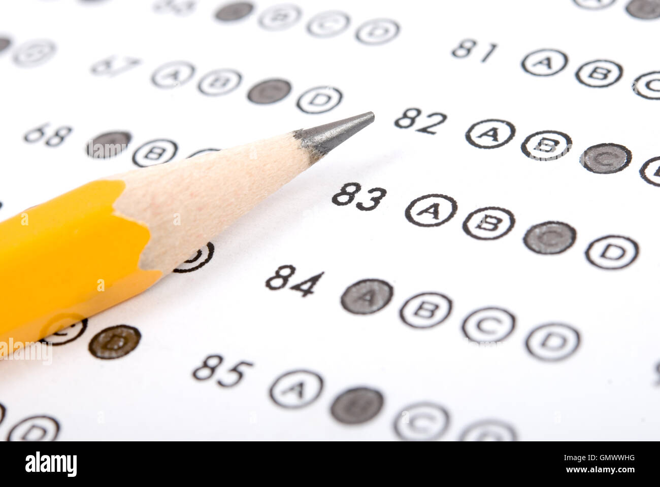 Test score sheet with answers Stock Photo - Alamy