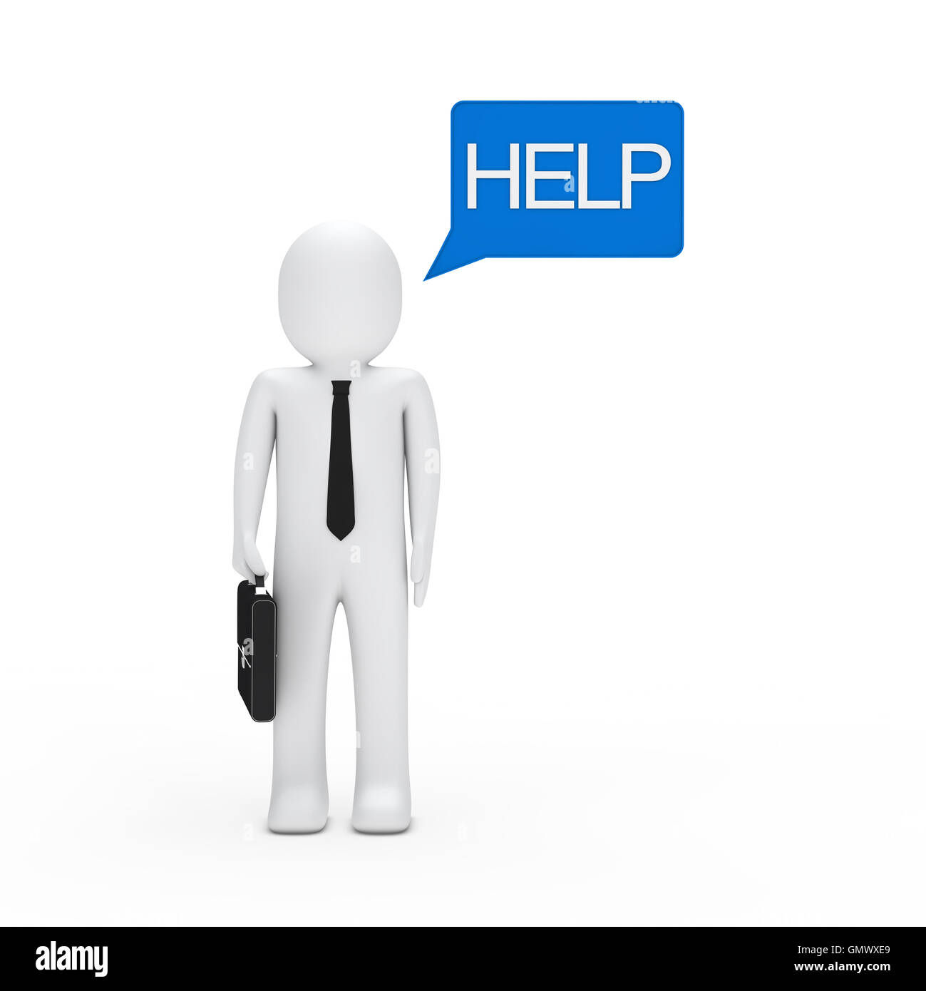 Businessman need help blue Stock Photo - Alamy