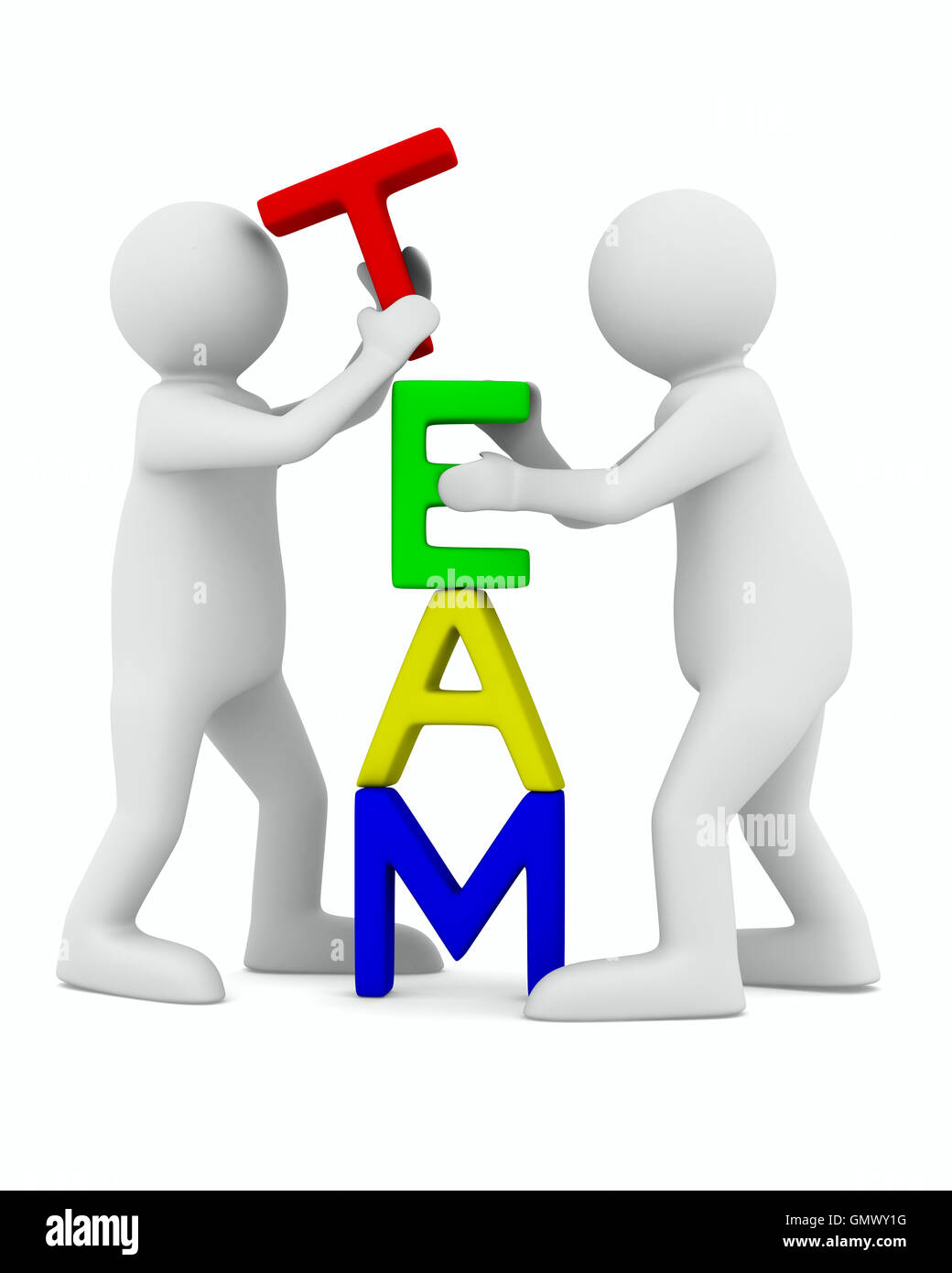 Conceptual image of teamwork. Isolated 3D on white Stock Photo - Alamy