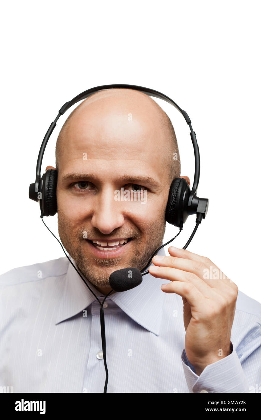 Man with telephone headset hi-res stock photography and images - Alamy