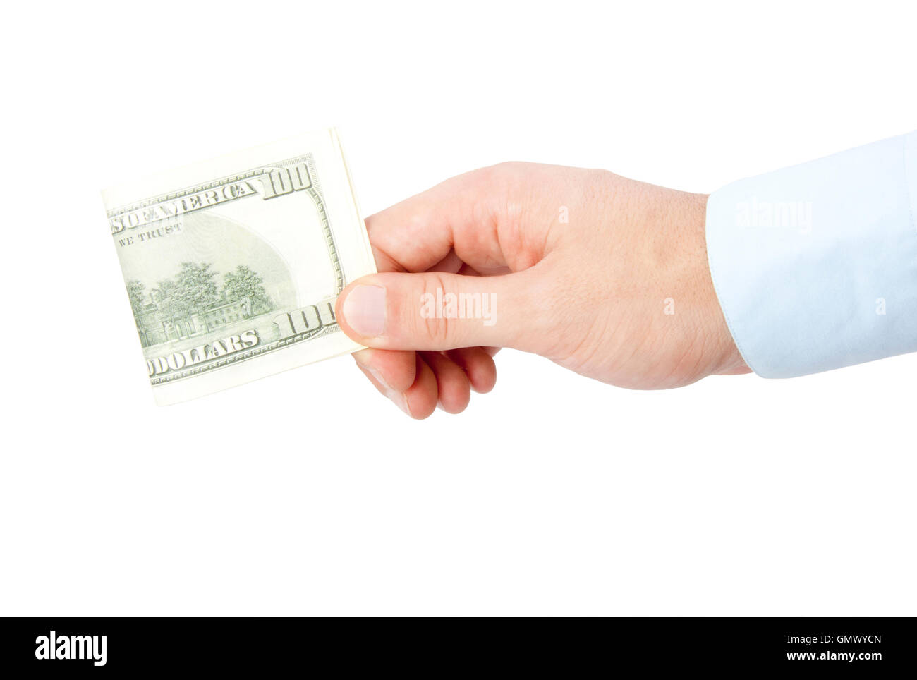 Money in hand, isolated on white Stock Photo - Alamy