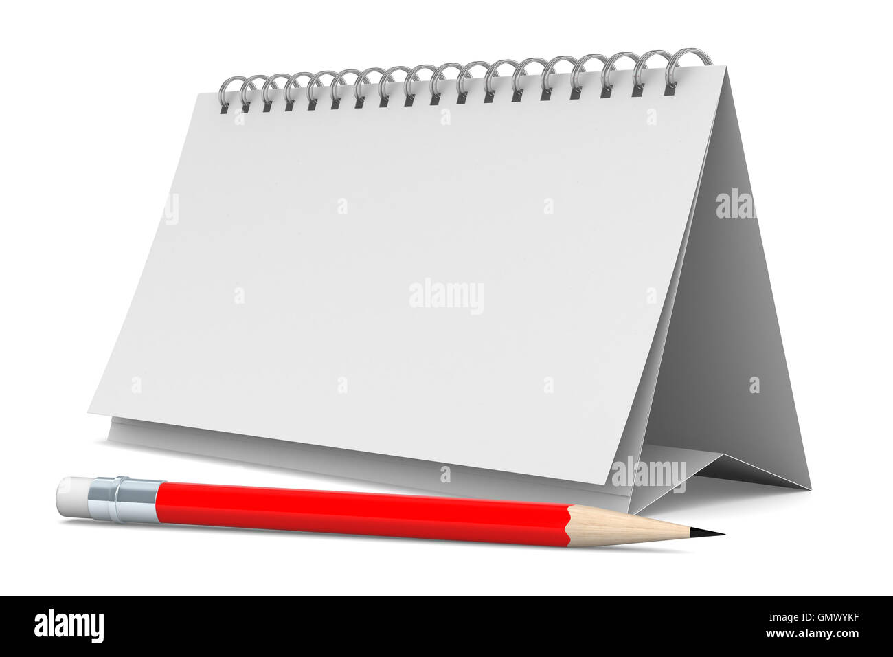 Notebook and pencil on white background. Isolated 3D image Stock Photo ...