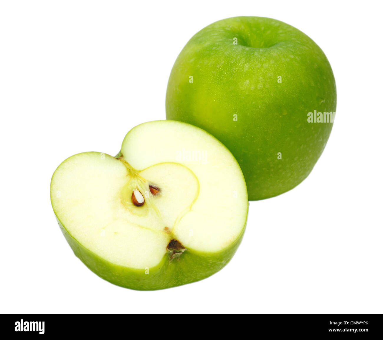 Green apple fruits isolated on white background Stock Photo - Alamy