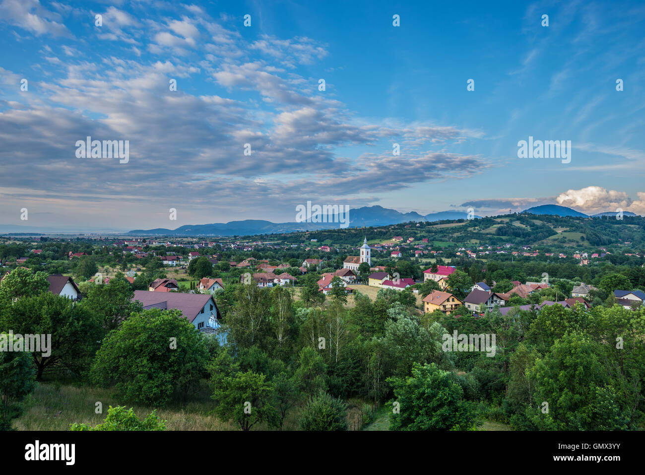 Aerial view of village of Bran commune area in Romania Stock Photo - Alamy