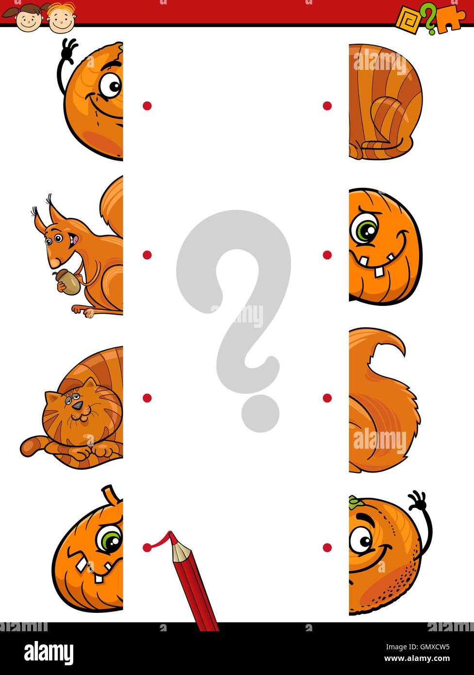cartoon educational halves task Stock Vector Image & Art - Alamy