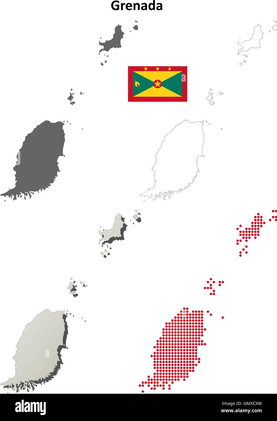 Grenada outline map set Stock Vector Image & Art - Alamy