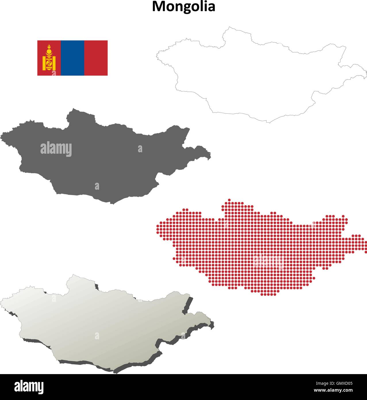 Mongolia outline map set Stock Vector Image & Art - Alamy