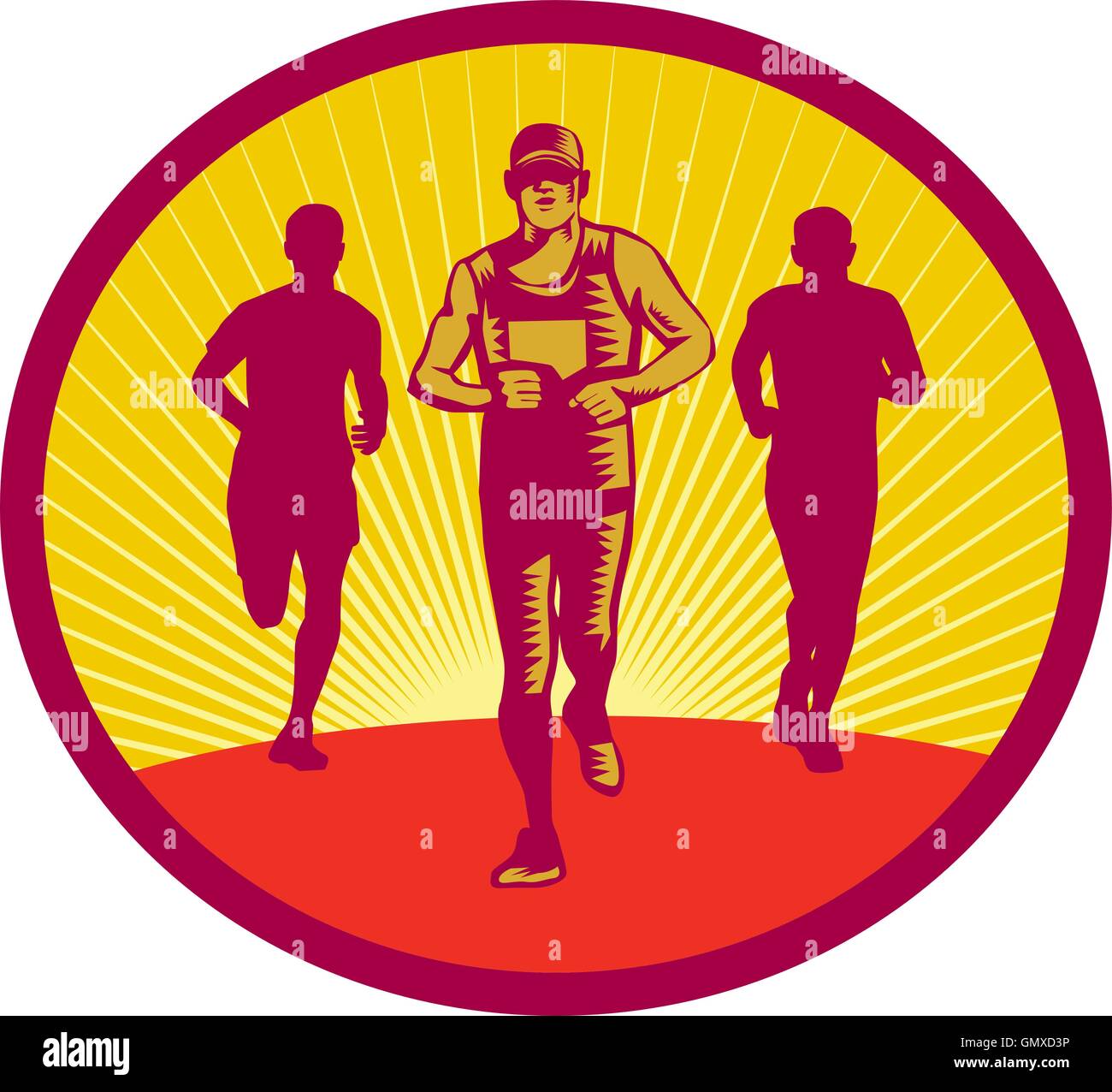 Marathon Runner Circle Woodcut Stock Vector Image & Art - Alamy