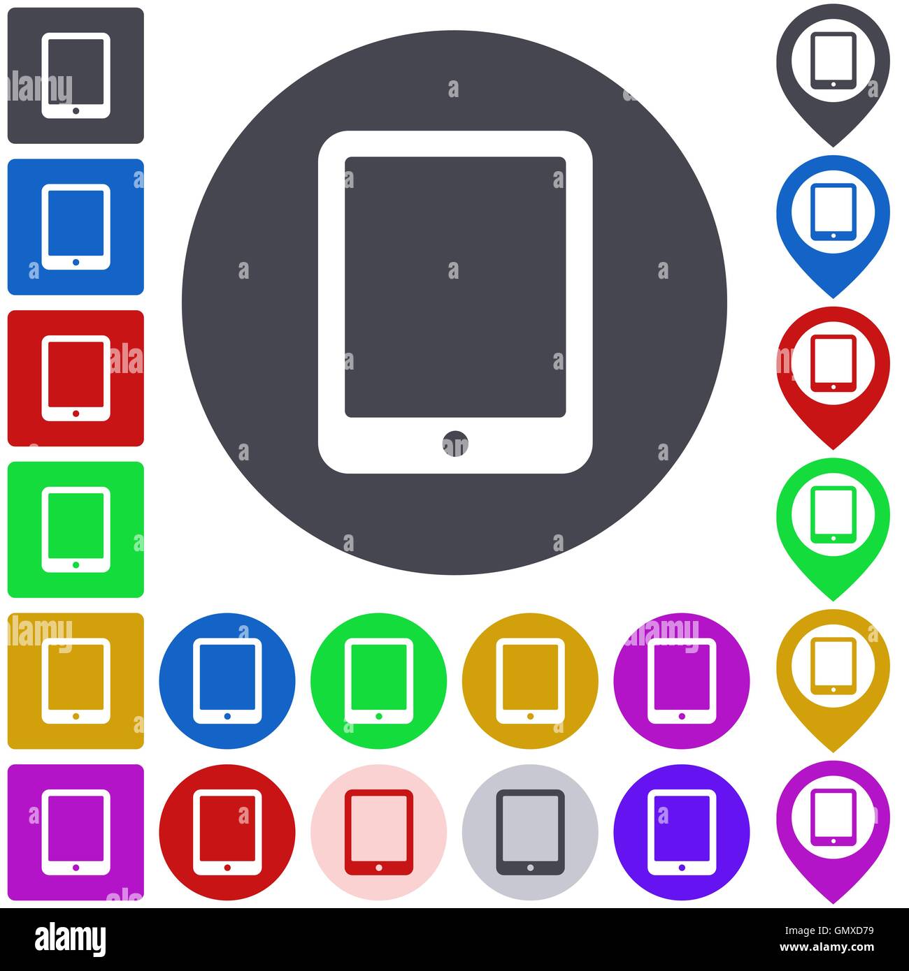 Color tablet icon set Stock Vector Image & Art - Alamy