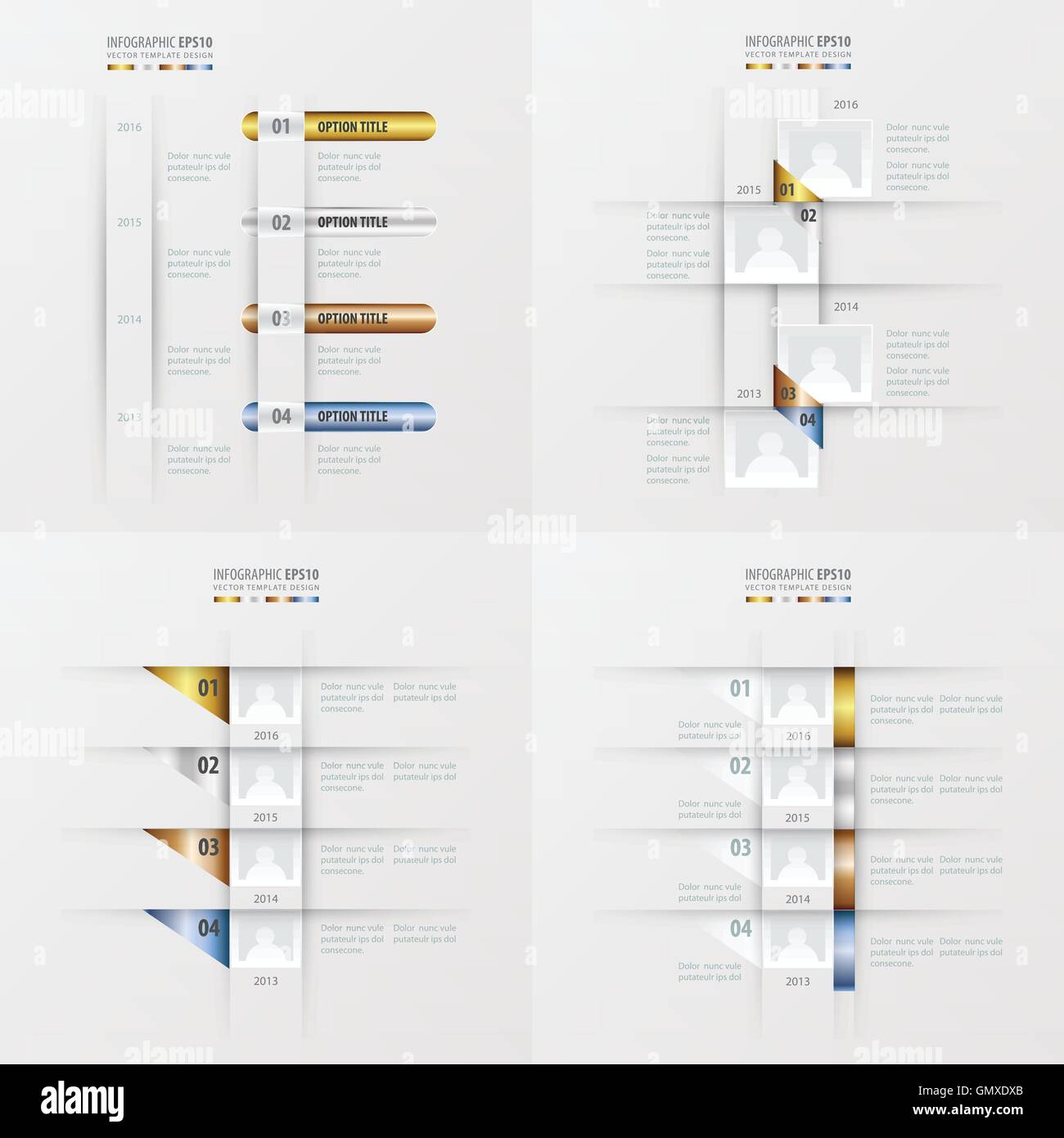 timeline vector design 4 item gold, bronze, silver, blue color Stock ...