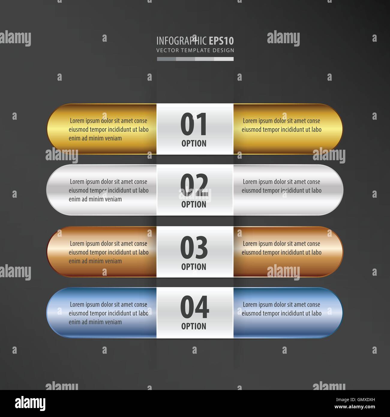 Rounded Banner Design gold, bronze, silver, blue color Stock Vector ...