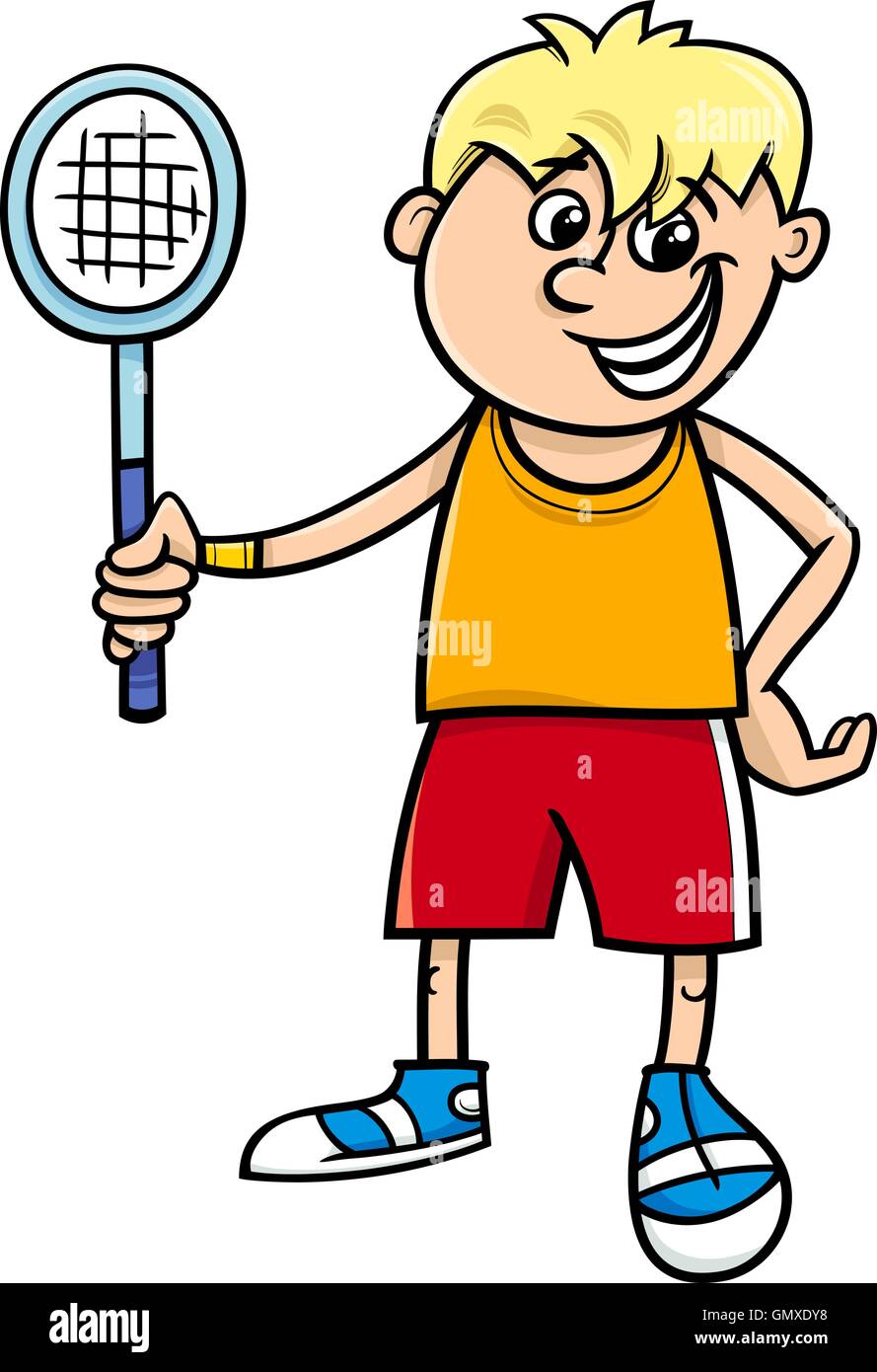 Boy tennis racket cartoon hi-res stock photography and images - Alamy