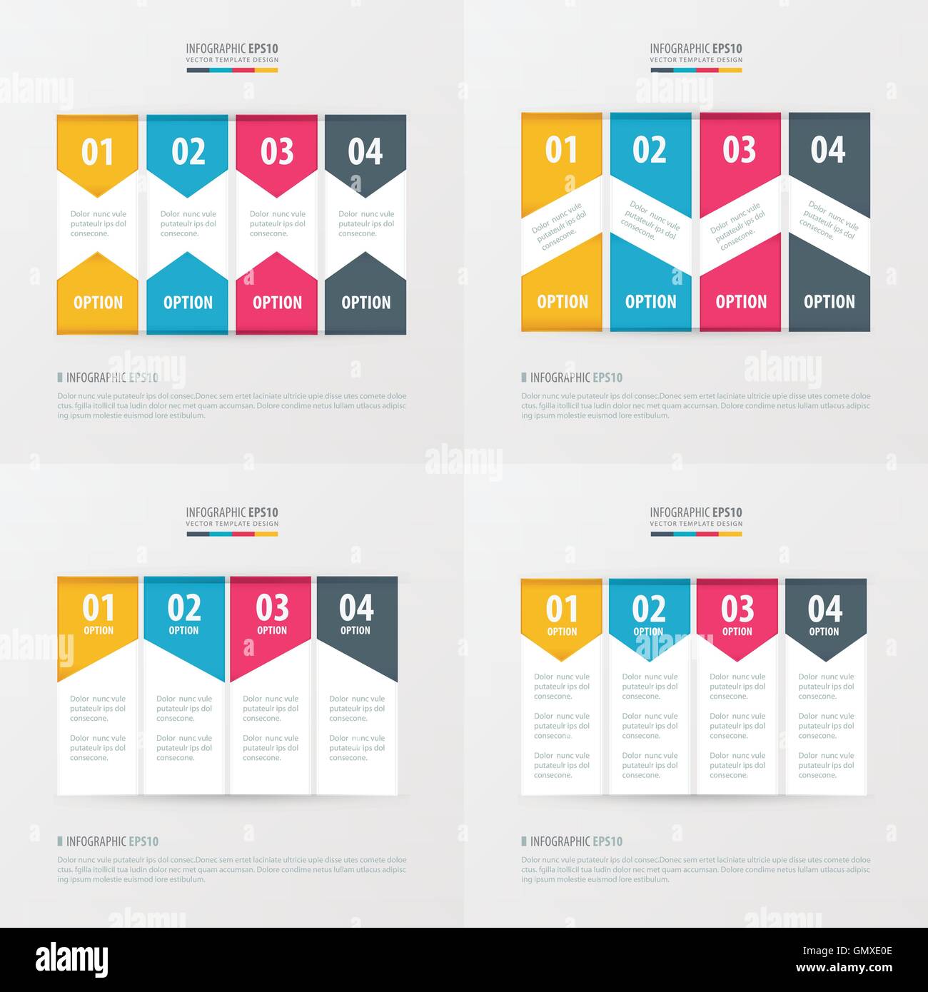 4 item vector banner design yellow, blue, pink color Stock Vector Image ...
